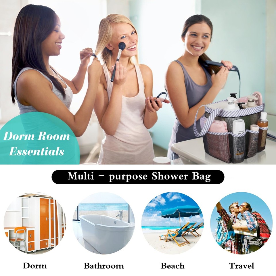 2 Pack Mesh Shower Caddy Portable, Quick Dry Hanging Shower Tote Bag ...