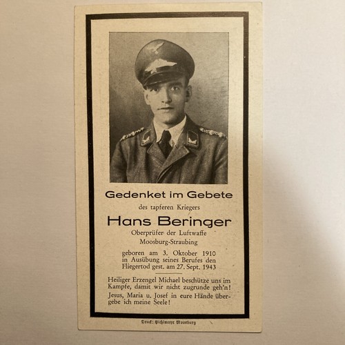 Sterbebild WW2 WK2 Luftwaffe Überprüfer Fliegertod 1943 Uniform ! | eBay