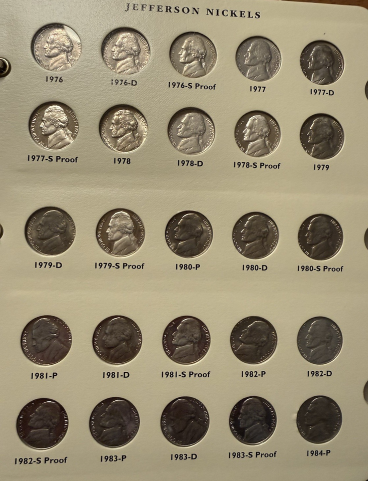 Complete Set Jefferson Nickels 1938-2020 P-D-S WITH PROOFS | 240 Coins ...