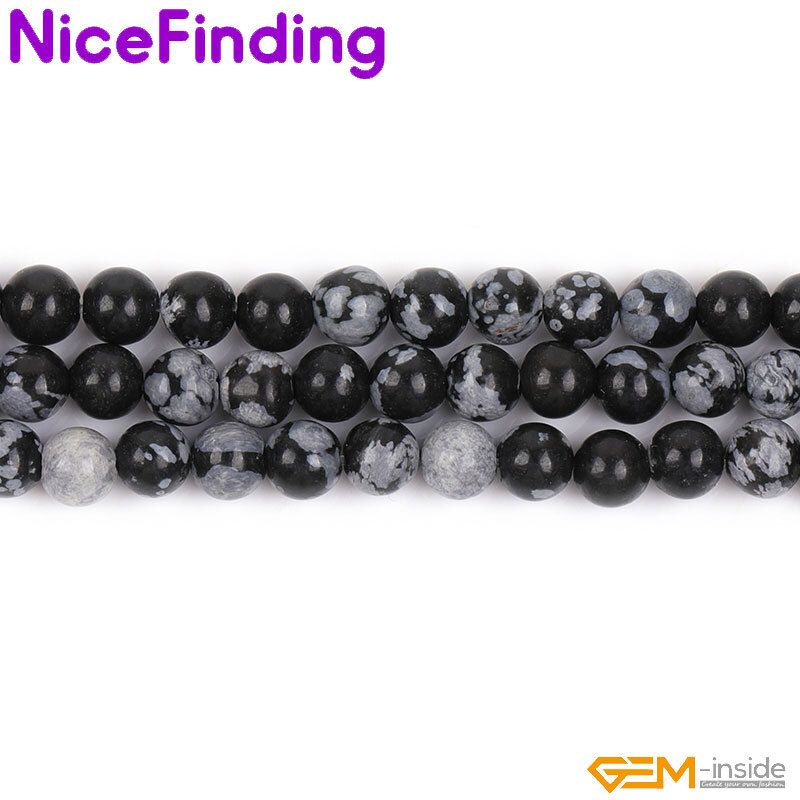 Natural Black Snowflake Obsidian Round Loose Gemstone Beads Jewelry ...