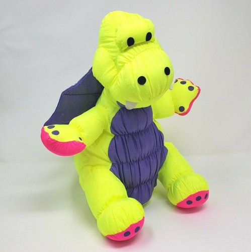 13" VINTAGE STUFFINS NYLON YELLOW & PURPLE BABY DRAGON STUFFED ANIMAL ...