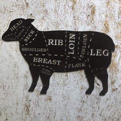 LAMB Sign Rusty Metal Home BBQ Kitchen butchers cuts Meat Shop Kitchen ...