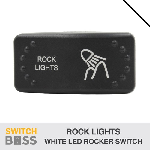 Rock Lights LASER ETCHED Horizontal Rocker Switch White LED 12v 24v On ...