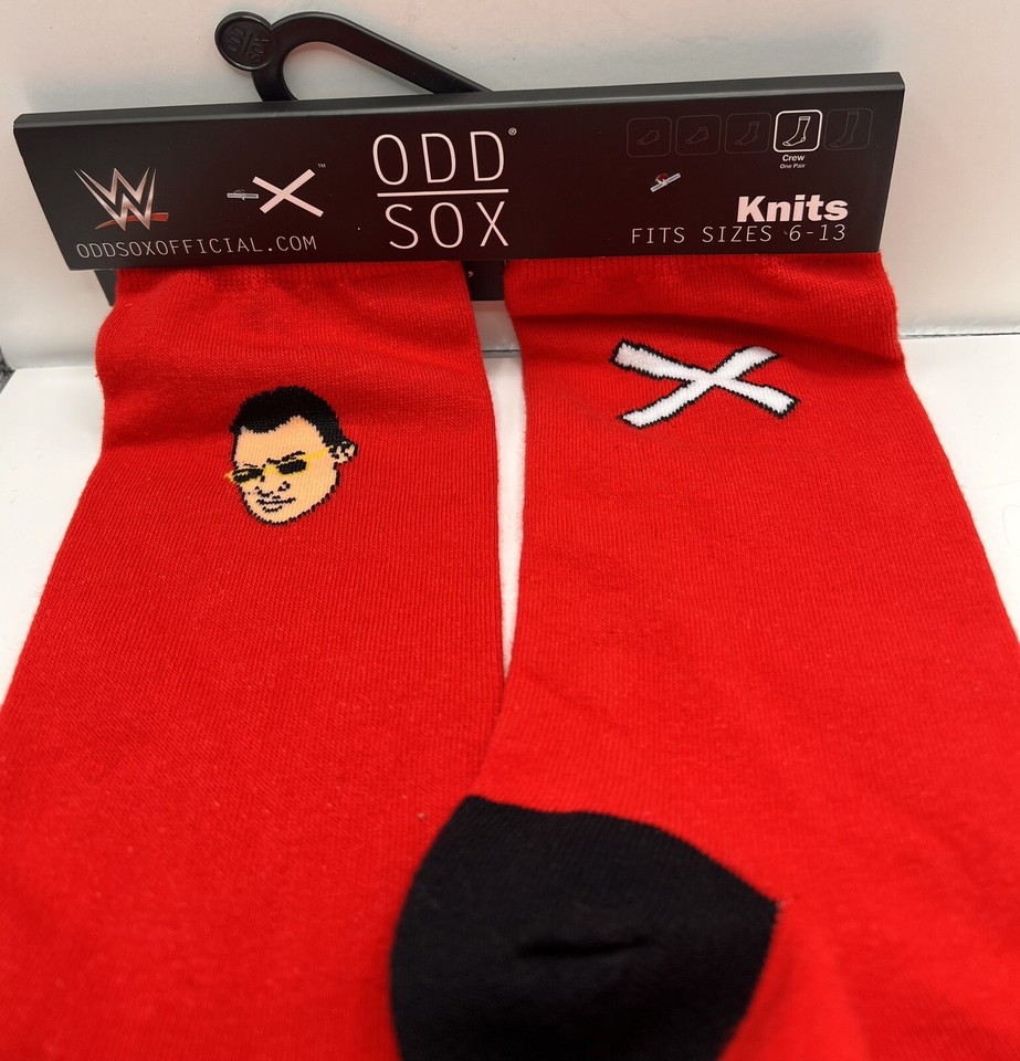 Odd Sox WWE The Rock Dwayne Johnson Knit Crew Socks Red Black Brahma ...