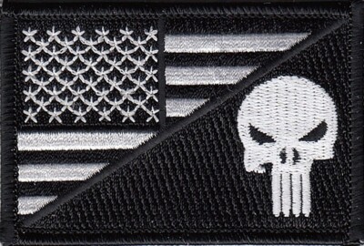 Punisher in USA Flag (Black/White) Embroidered Patches 3"x2" iron-on | eBay