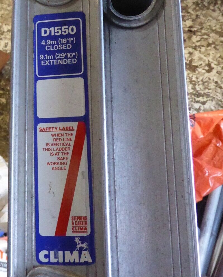 CLIMA D 1550 ROPE DRIVE 2 SECTION EXTENSION ALUMINIUM LADDERS ...