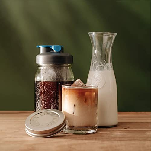 ICED COFFEE MAKER Cold Brew Mason Jar Flip Cap Lid 2 Quart COUNTY LINE ...