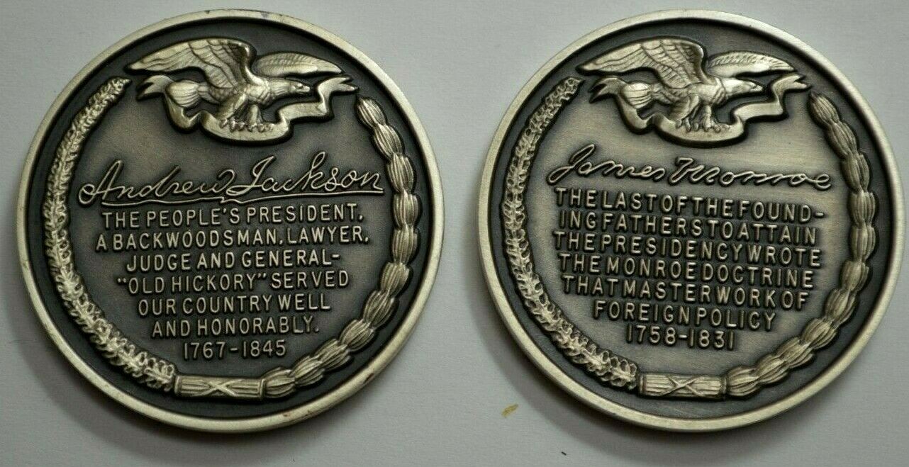 TWO WITTNAUER PM GUILD STERLING SILVER PRESIDENTIAL SERIES COINS MINTED ...