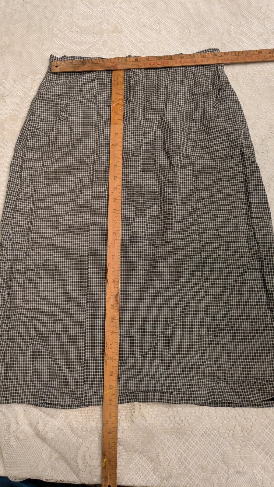 Vintage Plaid Black and White Pencil Skirt Size M/L - Gem