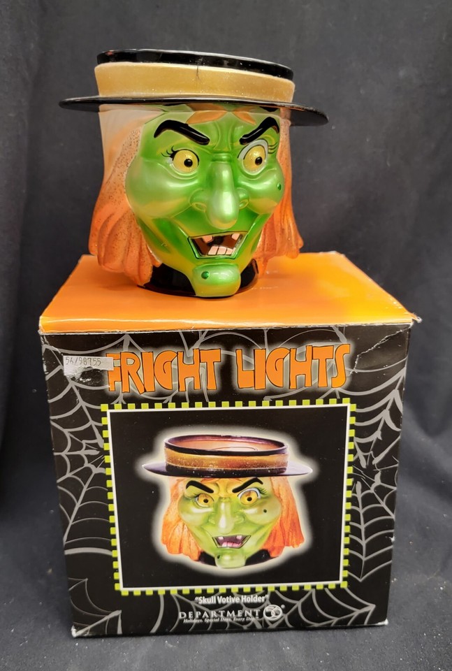 MORGUE SALE: Dept 56 Fright Light Evil WITCH Votive Holder Retired 2007 Boxed | eBay