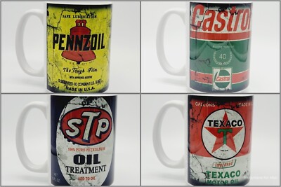 11oz/15oz *SIDE VIEW* Vintage Ceramic Dirty Oil Can Coffee Mug: 4 ...