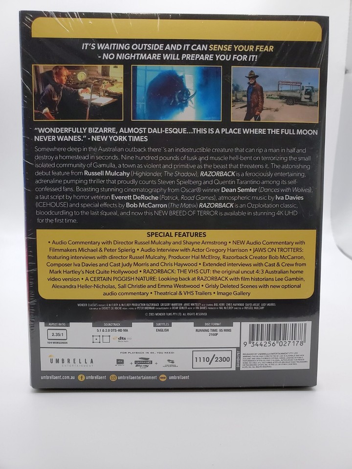 RAZORBACK (1984) 4K UHD Blu-Ray with numbered slipcover NEW (USA ...