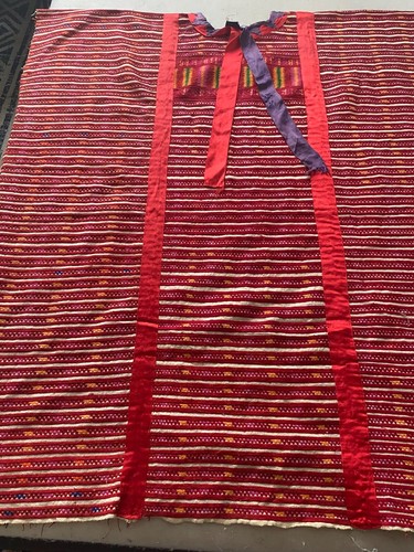 Triqui Huipil from Oaxaca, Mexico. Satin ribbons are sewn to the collar ...