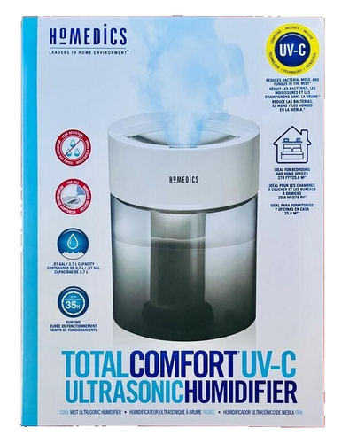 New HoMedics Total Comfort UV-C Cool Mist Humidifier for Bedroom, Home ...