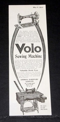 1906 OLD MAGAZINE PRINT AD, SIMMONS HARDWARE, VOLO SEWING MACHINE ...