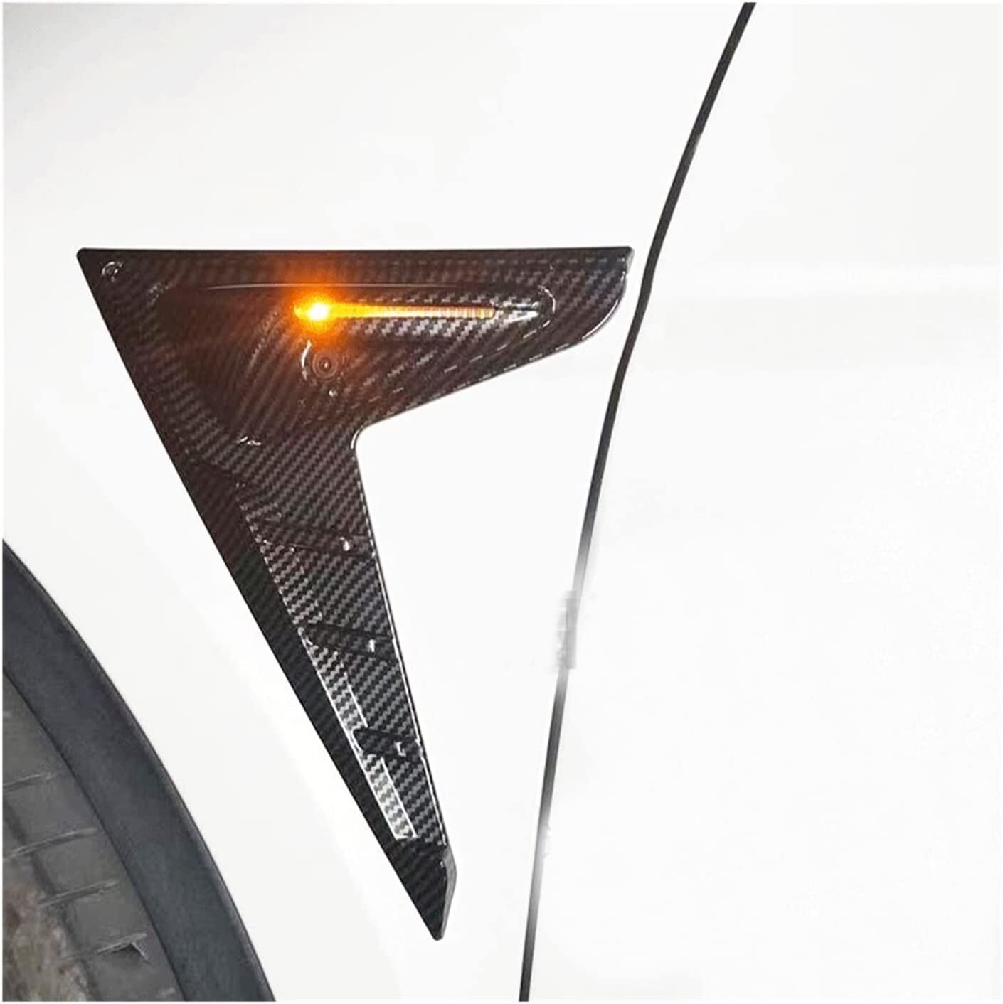 2Pcs Side Fender Camera Flank Cover Trim Carbon Fiber For Tesla Model 3 ...