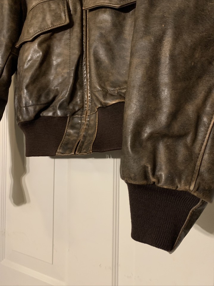 VINTAGE GOLDEN BEAR LEATHER BOMBER JACKET Size 42 | eBay