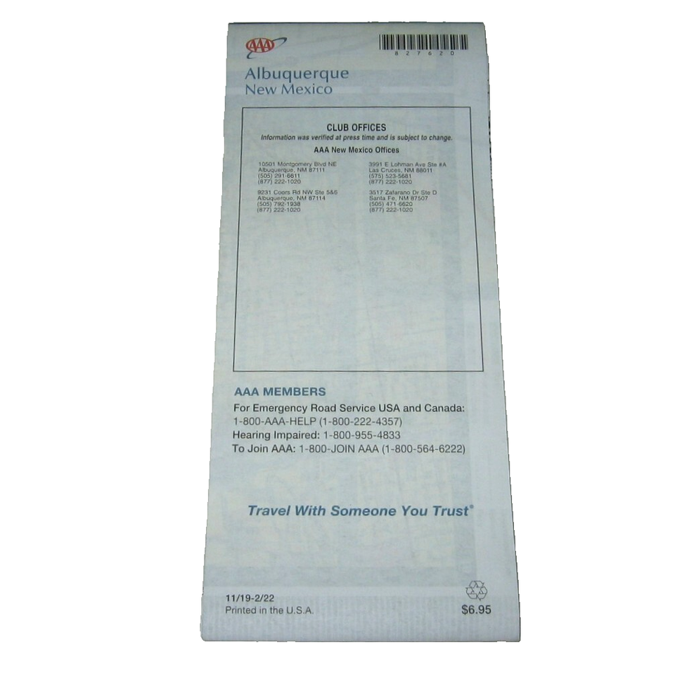AAA Highway Road Map - Albuquerque New Mexico - Vicinity Series - 2020/ ...
