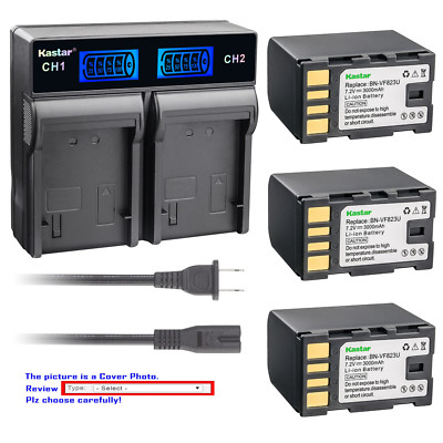 Kastar Battery LCD Rapid Charger for JVC BN-VF823 EX-Z2000 GC-PX100 ...