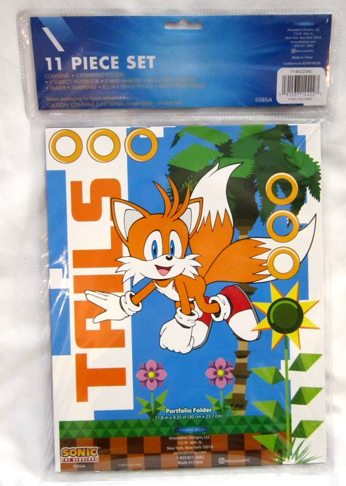 Sonic 11pc Stationary Set Note Pad,1 Pencil,2 Markers,Eraser,Sharper ...