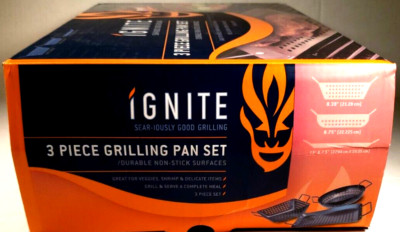 Ignite 3 Piece Grilling Pan Set Durable Non-Stick Surfaces | eBay