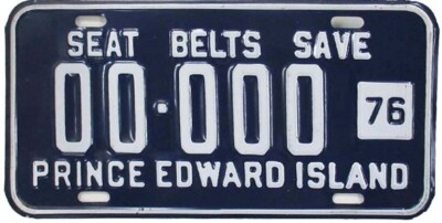Prince Edward Island PEI Canada 1976 Sample License Plate 00-000 | eBay