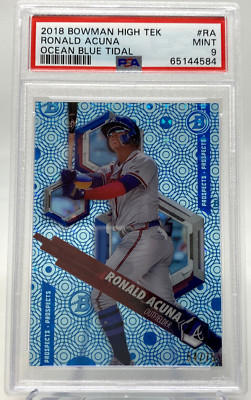 2018 Bowman Ronald Acuna ROOKIE CARD ~ OCEAN BLUE TIDAL ~ Serial #54/75 ...