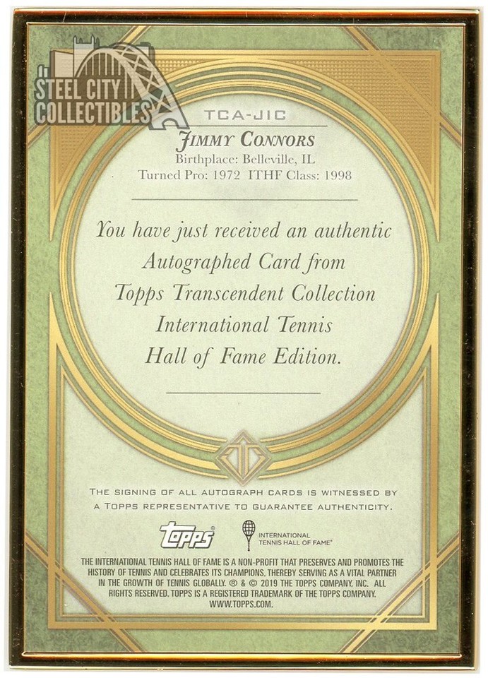 Jimmy Connors 2020 Topps Transcendent Tennis Emerald Auto Card 2/5 #TCA ...