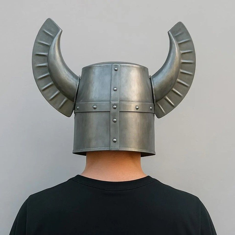 Medieval Viking Great Helm with Horns Fantasy Warrior Helmet LARP ...