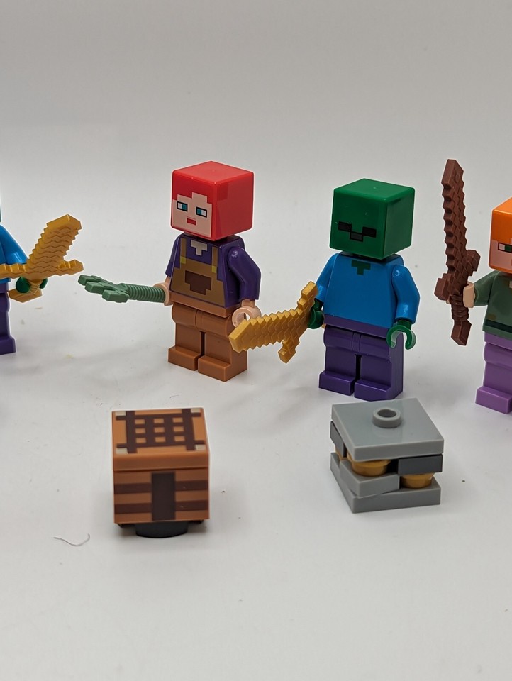 Lego Minecraft Minifigure Accessory Ore & Table Lot Steve Alex Zombie ...