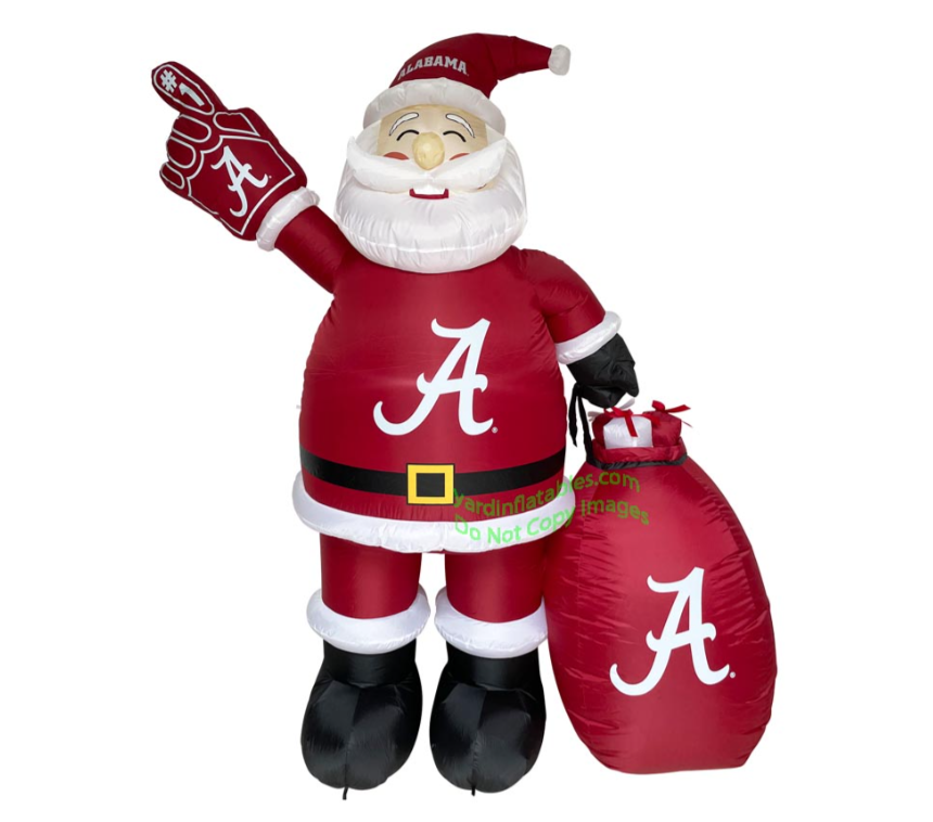 7' Self-Inflatable LED NCAA University of Alabama Crimson Tide Santa ...