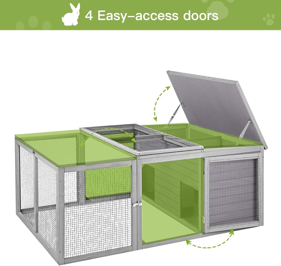 Rabbit Hutch Bunny Cage Indoor Outdoor Small Animal House Pet Playpen ...