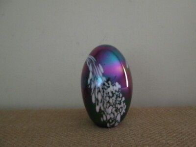 BALOS Mouth Blown Art Glass Volcanic Ash Iridescent Metallic Egg ...