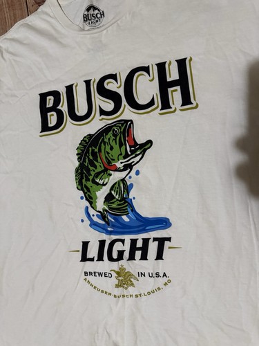Busch Light Brewed In The USA Fish Graphic T Shirt White Size 2XL XXL ...