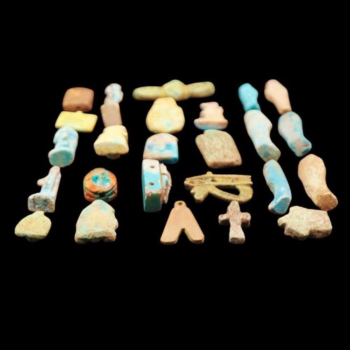 RARE Unique Collection Set 25 Antique Faience/Stone of Ancient Egyptian ...