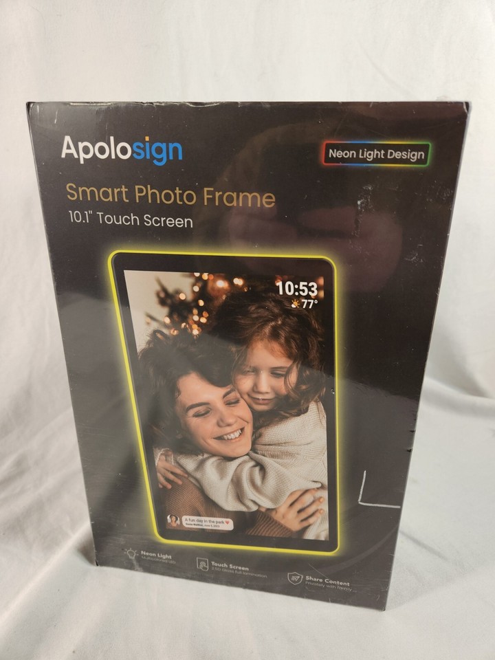 Apolosign Smart Photo Frame 10.1 Inch Touch Screen Neon Light 32GB WiFi ...