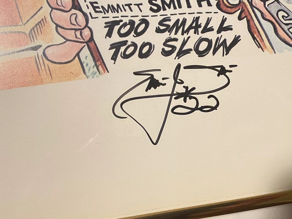 Dallas Cowboys -1991 Cartoon of Emmitt Smith-Signed by Artist &Emmitt ...