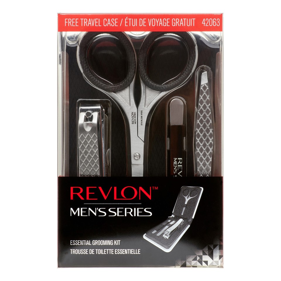 Revlon MEN'S SERIES ESSENTIALS GROOMING KIT Scissors Tweezer Nail ...