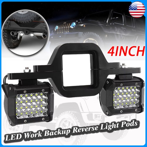 Trailer Tow Hitch Mounting Bracket + 2* 4inch LED Work Backup Reverse ...