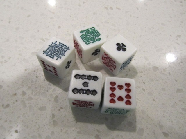 Poker Dice Set of 5 New Gaming Travel Game Dice + FREE Las Vegas Poker ...