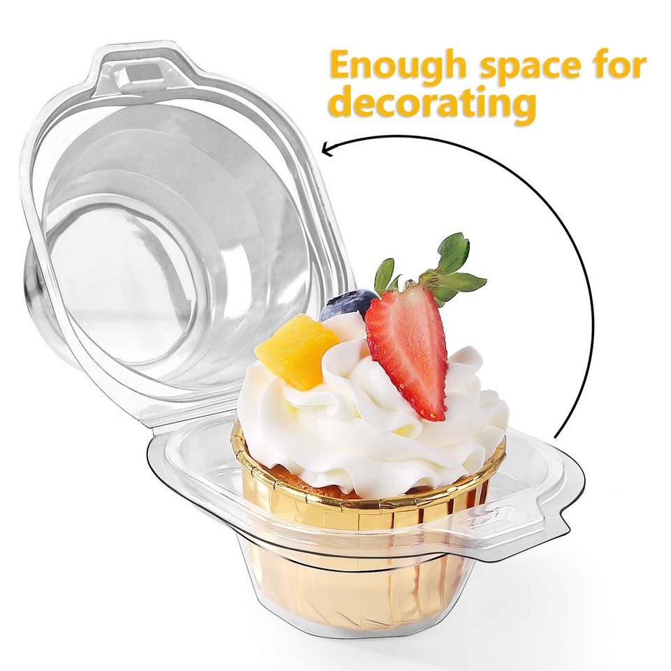 120 Packs Individual Cupcake Containers Stackable Single Compartment ...
