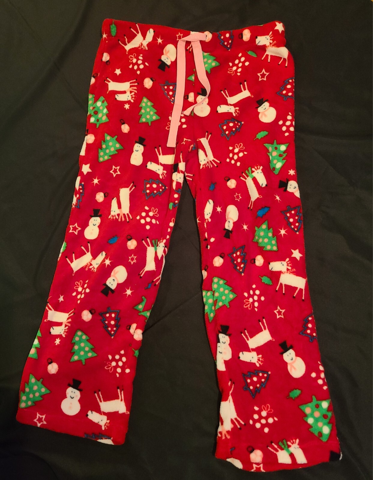 Pre-Owned Faded Glory Red Christmas Pajama Pants Pink Draw Sting Size ...