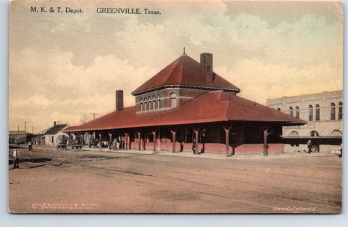 Postcard Texas Greenville MK&T Railroad Depot Station Train | eBay