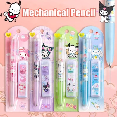 Sanrio 4 Pencils Led Pencil .5 mm w/ Refills Kuromi Melody Pochacco ...