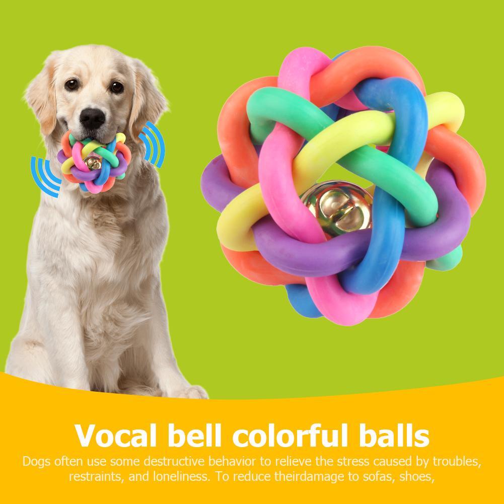Rubber Bell Chewing Toy Non-Toxic Colorful Puppy Ball Sound Toys Pet ...