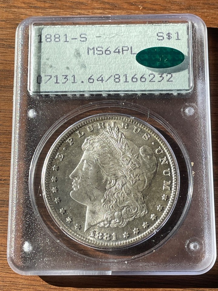 1881-S PCGS $1 MS64 PL Morgan Dollar RATTLER HOLDER Prooflike Mirrors ...