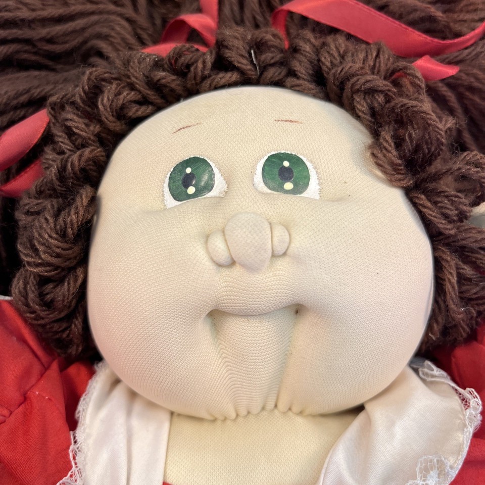 Vtg Cabbage Patch Kids Green Eyes Brunette Cloth Head No Freckles Girl ...