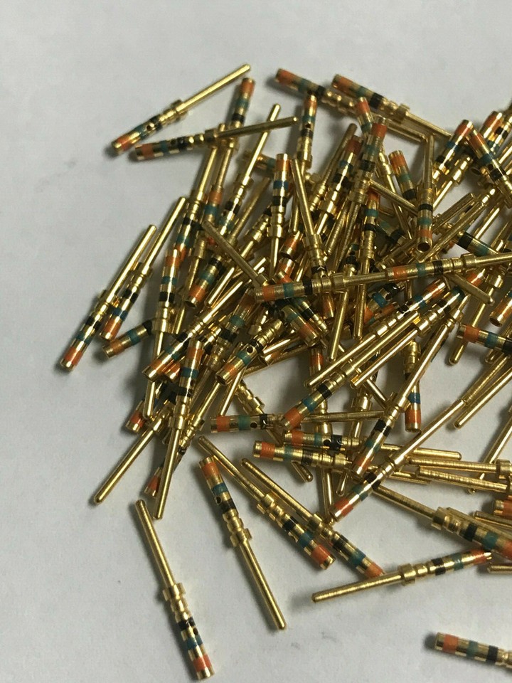 100 Pcs Amphenol M39029/58-360 Gold Male Pin Contacts for Military ...