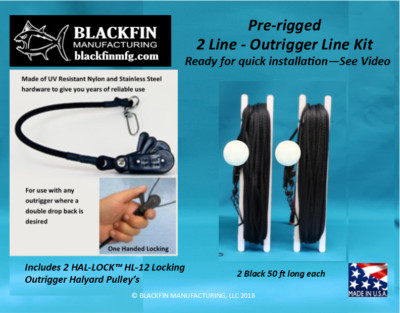 Outrigger Line Kit Pre-rigged Line Set w/ Two HAL-LOCK™ HL-12 Locking ...
