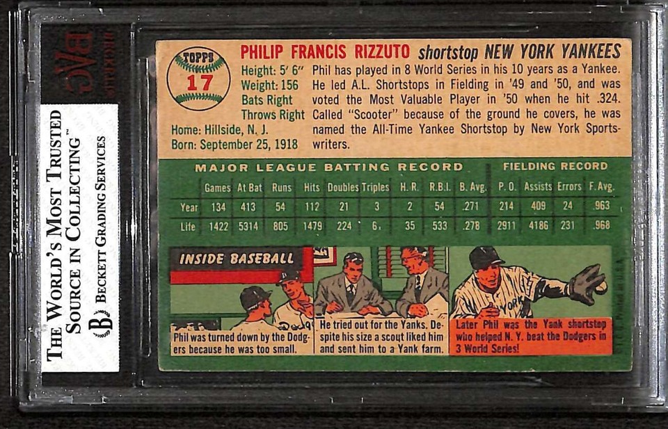1954 Topps #17 Phil Rizzuto HOF BVG 4.5 VGEX+ C92023 | eBay